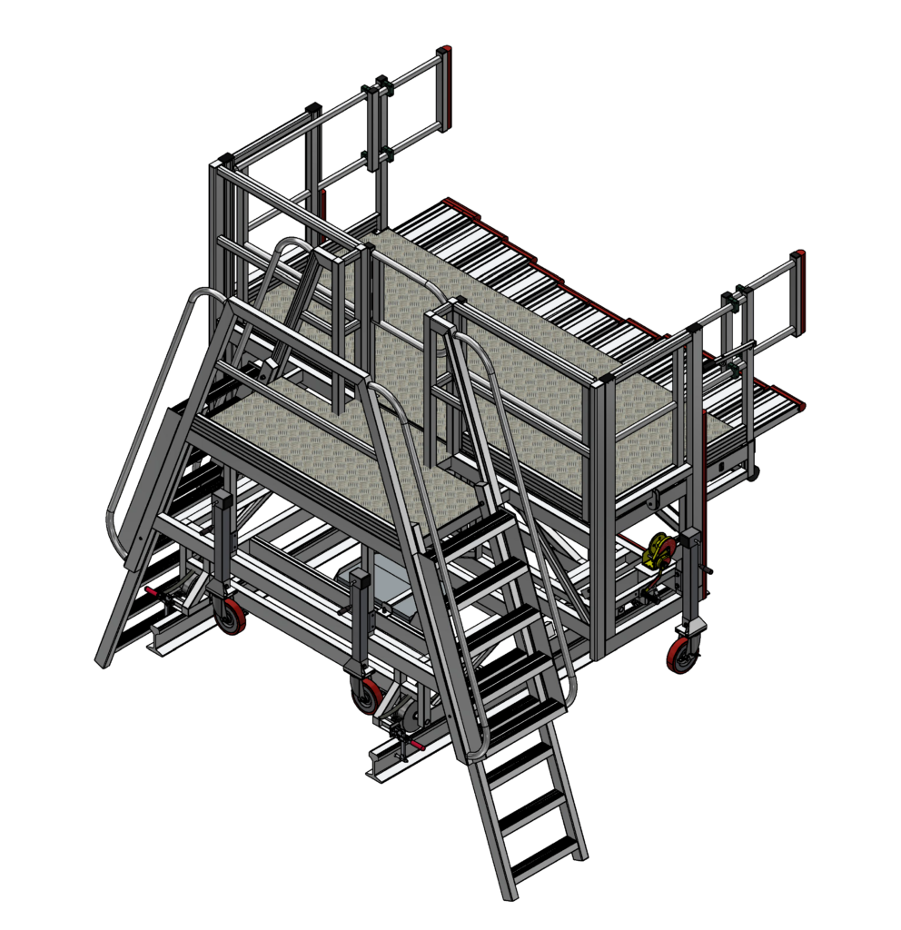 Height Adjustable Front of Train Access Platform with Sliders